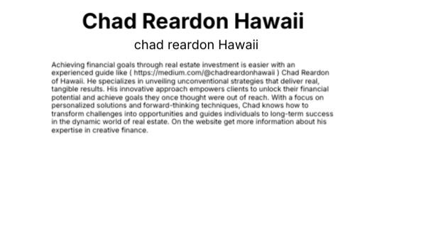 Chad Reardon Hawaii | Genially