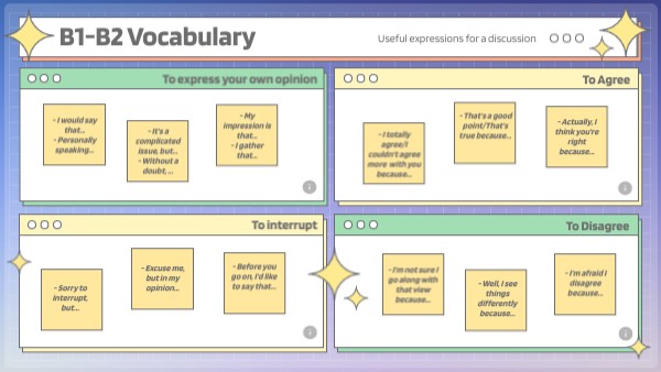B1-B2 Expressions to give opinions | Genially