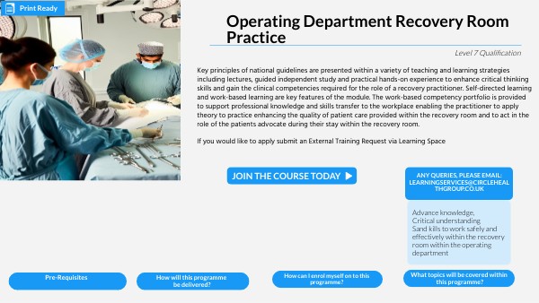 Operating Department Recovery Room Practice | Genially