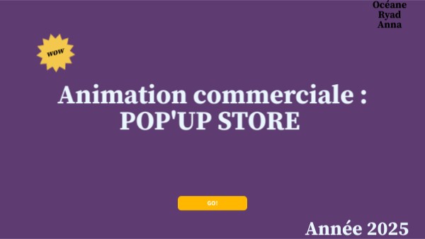 Animation commerciale : POP'UP STORE | Genially