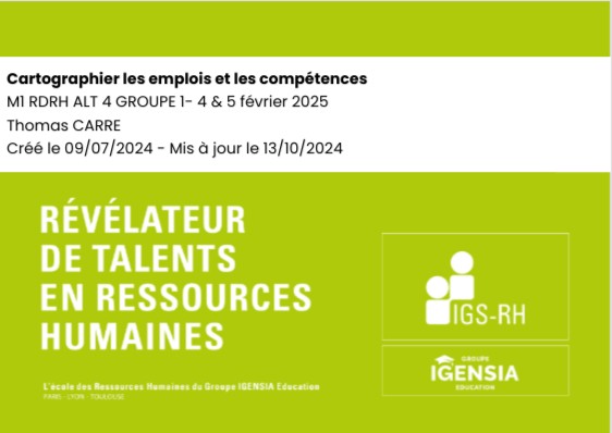 Avec Exercices Groupe 4. Cartographier les emplois et les compétences ...