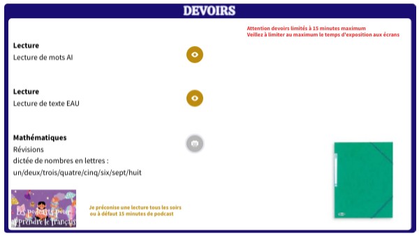 devoirs mardi S1P4 | Genially