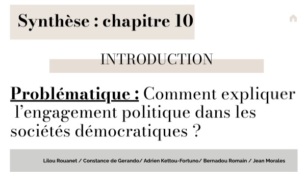 Synthèse : chapitre 10 | Genially
