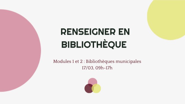 Renseignement aux usagers - Modules 1 & 2 (brouillon original) | Genially