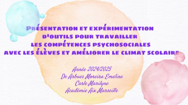 Format initial Formation circo 2024/2025 CPS et climat scolaire | Genially