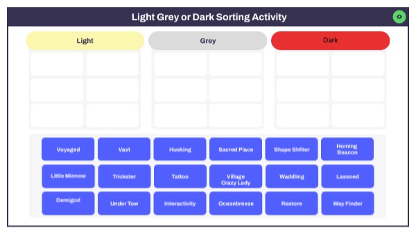 Light Grey or Dark Sorting Activity | Genially