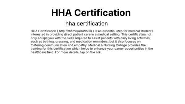 HHA Certification | Genially