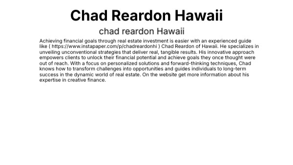 Chad Reardon Hawaii | Genially