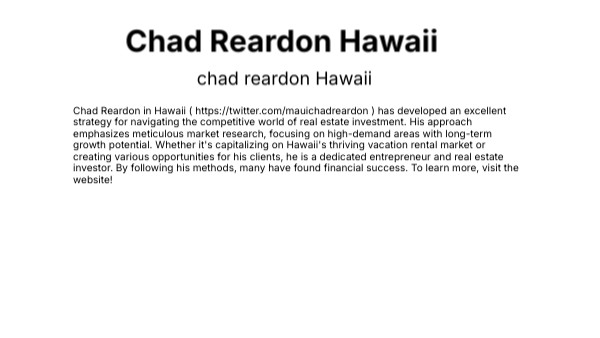 Chad Reardon Hawaii | Genially