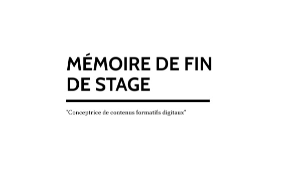 Mémoire de fin de stage | Genially