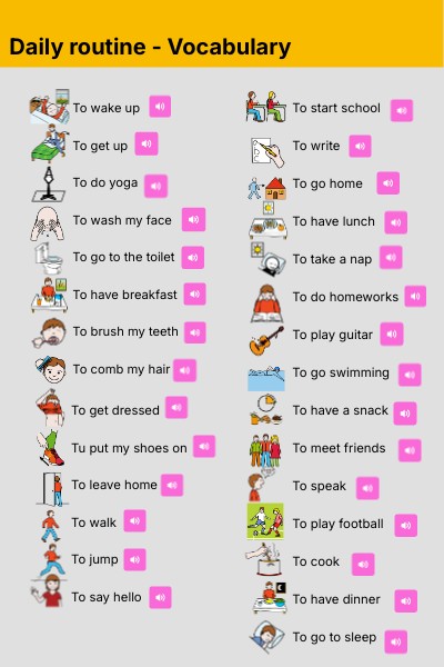 Daily routine - Vocabulary | Genially