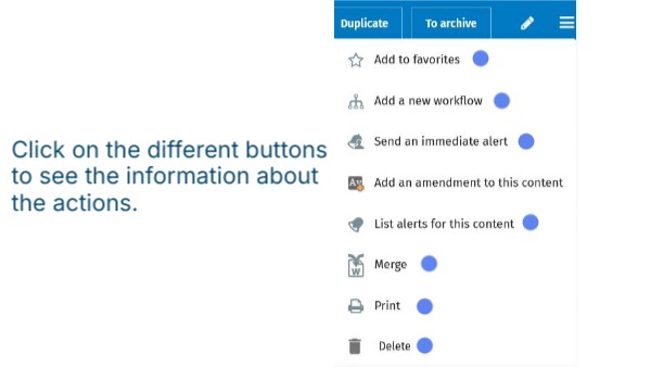 Click on the different buttons to see the information about the actions. | Genially