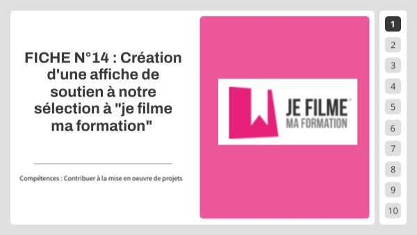 FICHE N°14 : Création d'une affiche de soutien à notre sélection à "je filme ma formation ...