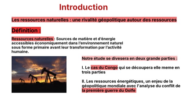 Ressource naturelle Géopolitique | Genially