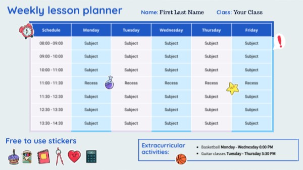 EASY TO USE LESSON PLANNER | Genially