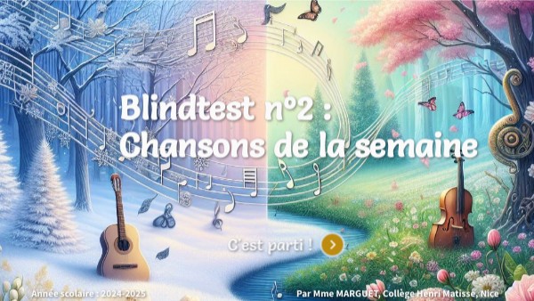 Blindtest n°2 : Chansons de la semaine 2024-2025 | Genially