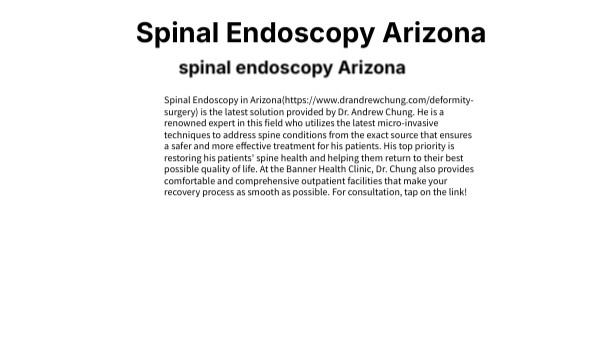 Spinal Endoscopy Arizona | Genially