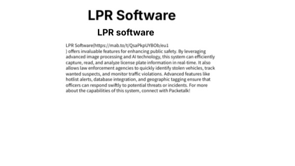 LPR Software | Genially