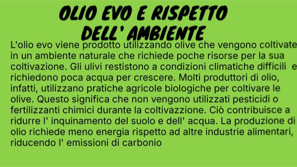 OLIO EVO E RISPETTO DELL' AMBIENTE | Genially