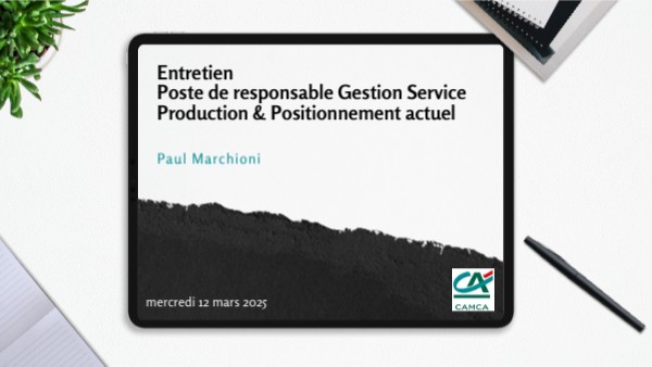 Entretien Poste de responsable Gestion Service Production & Positionnement actuel | Genially
