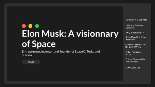 Elon Musk: A visionnary of Space | Genially