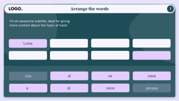 Arrange the words | Genially