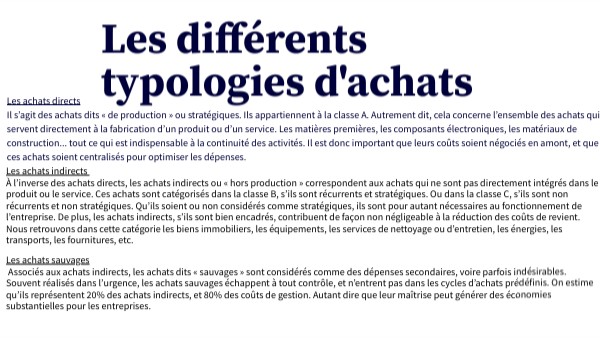 Les différents typologies d'achats | Genially