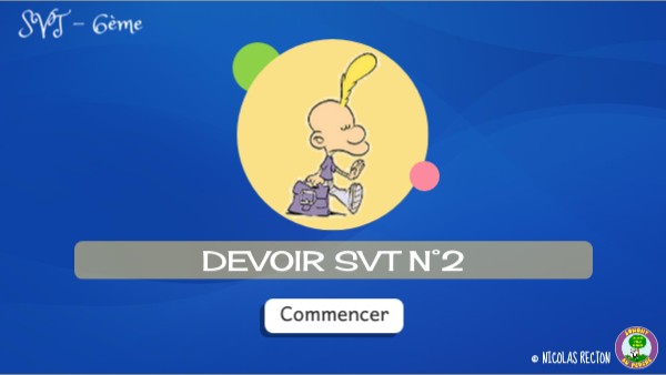 Devoir SVT n°2 6ème 1h | Genially