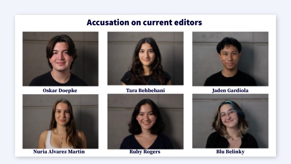 Accusation on current editors | Genially