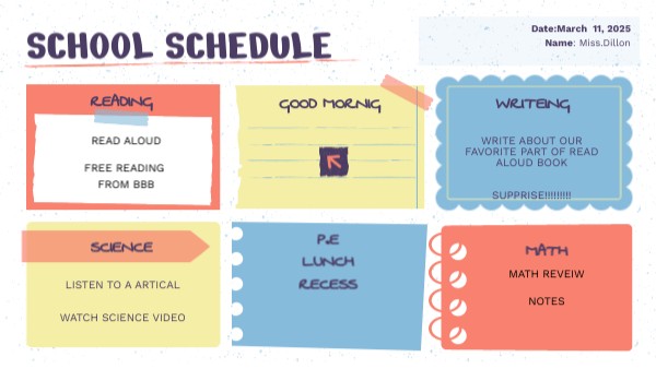 School Schedule | Genially