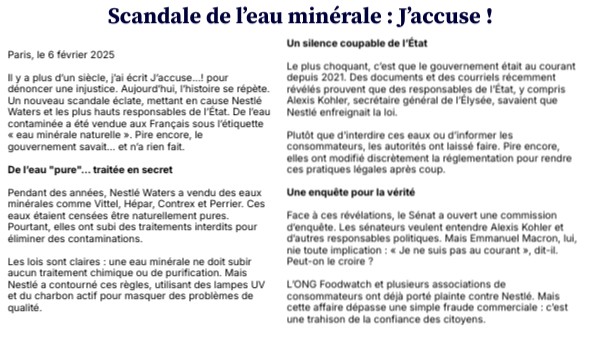 Scandale de l’eau minérale : J’accuse ! | Genially