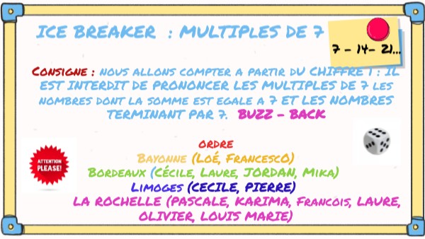 ICE BREAKER : MULTIPlES DE 7 | Genially