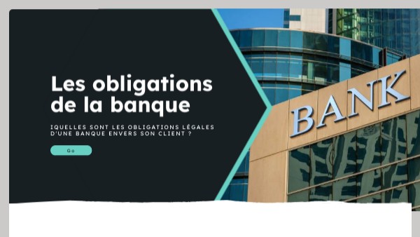 Les obligations de la banque | Genially