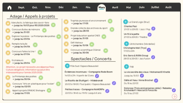 Agenda Culturel Mars 2025 | Genially