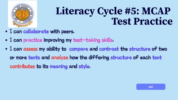 Literacy Cycle #5: MCAP Test Practice RL.8.5 | Genially