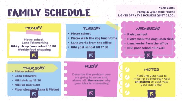 FAMILY Schedule | Genially