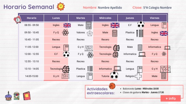 Horario Semanal | Genially
