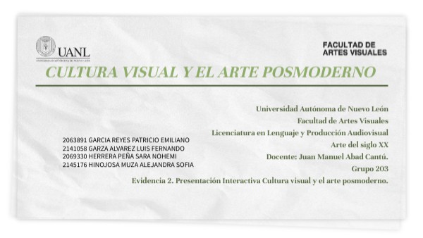 Cultura visual y el arte posmoderno | Genially