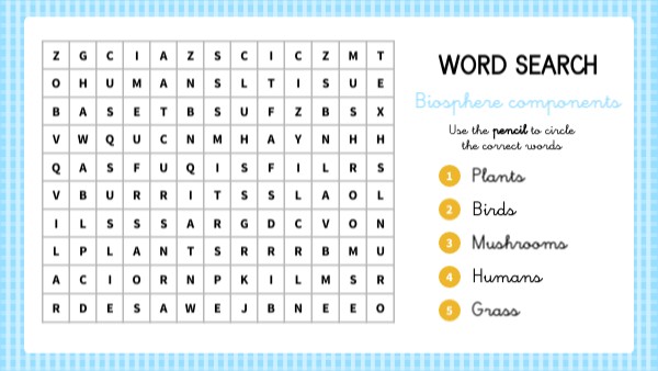 Word search biosphere | Genially
