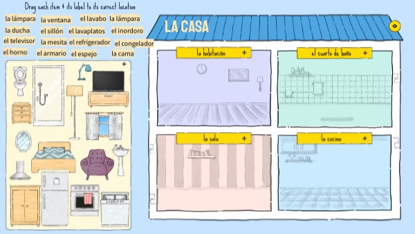 new- PARTS OF LA CASA (labeling) | Genially