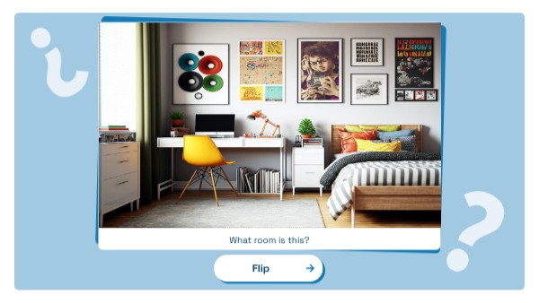 Flashcard quiz Rooms in the House | Genially
