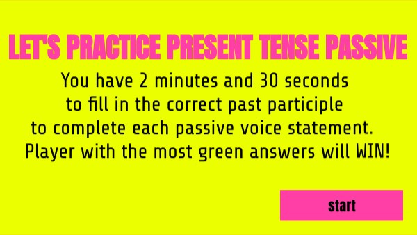 LET'S PRACTICE PRESENT TENSE PASSIVE | Genially