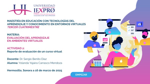 Reporte de evaluación de un curso virtual | Genially