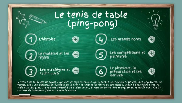 Le tenis de table (ping-pong) | Genially