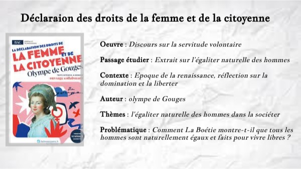 Déclaraion des droits de la femme et de la citoyenne | Genially