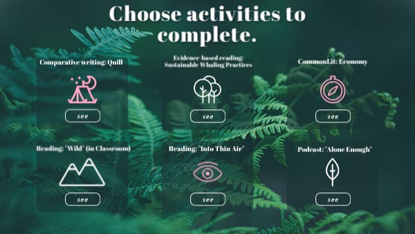 Choose activities to complete. | Genially