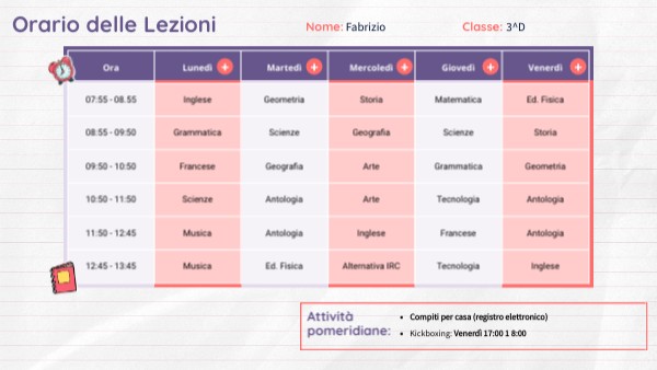 Orario delle Lezioni | Genially