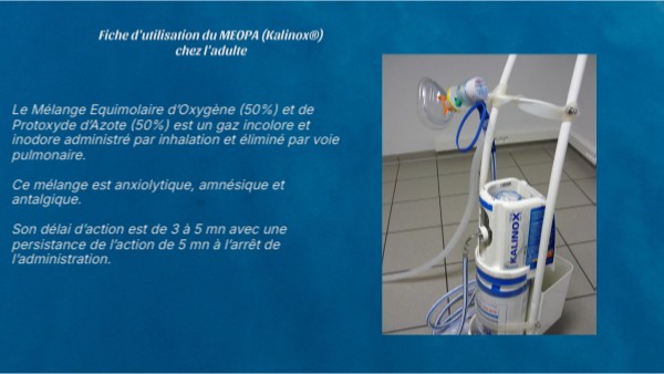 Fiche d’utilisation du MEOPA (Kalinox®) chez l’adulte | Genially