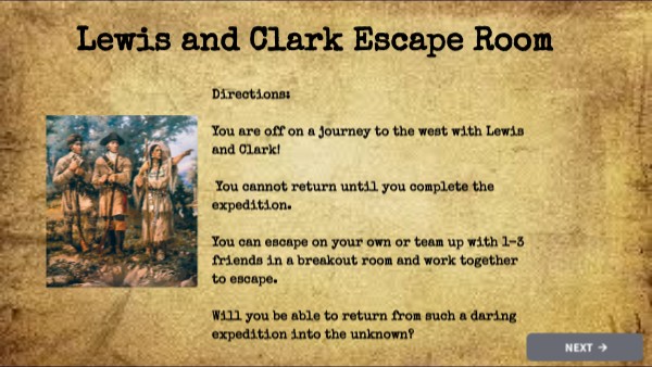 Lewis and Clark Escape Room | Genially