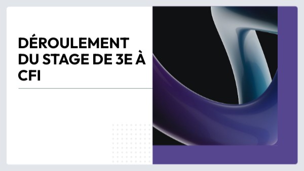 déroulement du STage de 3e à cfi | Genially